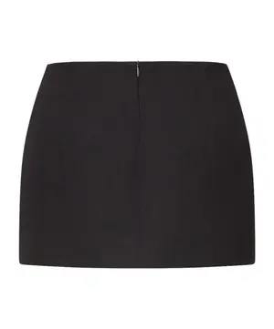 AREA Crystal Embellished Wool Mini Skirt