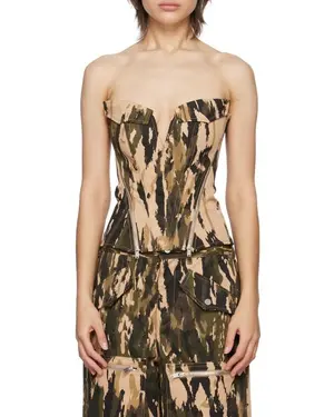 DION LEE V-wire Camouflage Corset Top - Nude