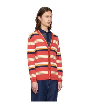 Maison Kitsuné Striped Knitted Cardigan