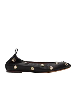 LANVIN Pointed Toe Ballet Flats With Rivet Detailing