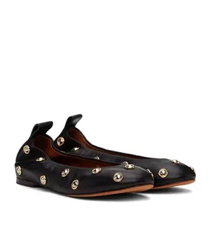 LANVIN Pointed Toe Ballet Flats With Rivet Detailing