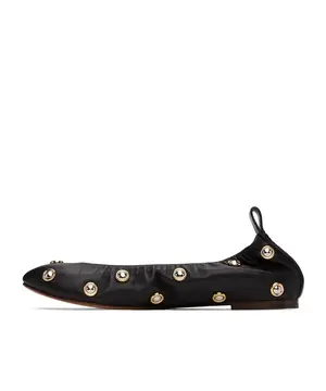 LANVIN Pointed Toe Ballet Flats With Rivet Detailing