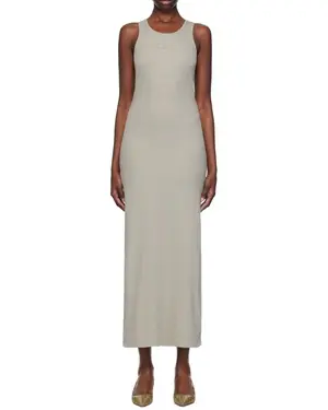 Rabanne Logo Flocked Sleeveless Midi Dress
