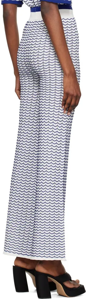 REMAIN BIRGER Striped Flared Casual Pants - White