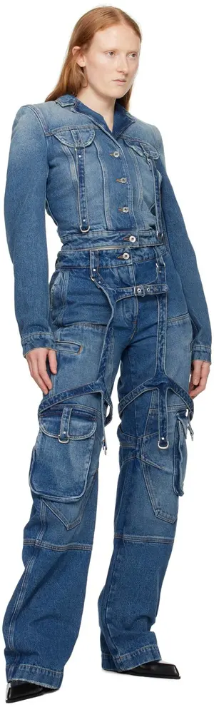 Off-White Denim Jacket With Ribbon And Logo Details