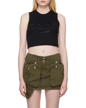 Blumarine Rhinestone-embellished Cropped Tank Top - Multicolor