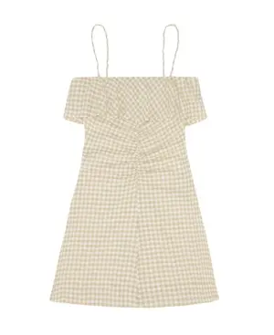 GANNI Gingham Check Square Neck Mini Dress