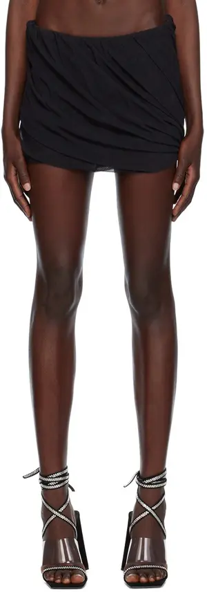 Attico Pleated Mini Skirt - Black