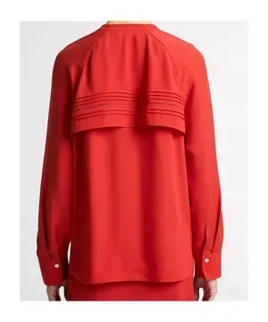 Vince Satin Half-placket Blouse - Red