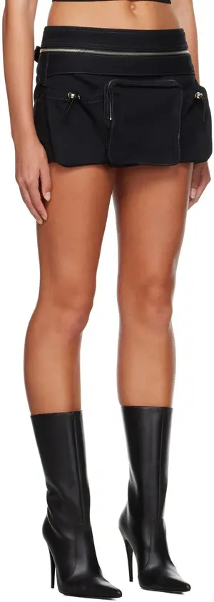 DION LEE Belted-waist Mini Skirt - Black