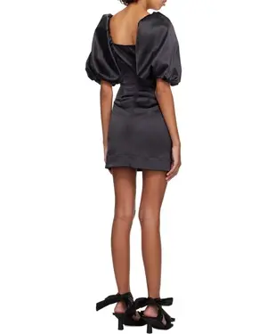 GANNI Bow Detailed Square Neck Mini Dress