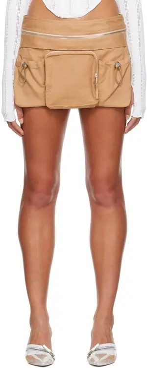 DION LEE Belted-waist Mini Skirt - Brown