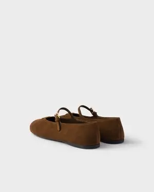 Prada Suede Ballerinas With Buckle Detail