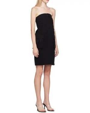 We11Done Cargo Denim Strapless Dress