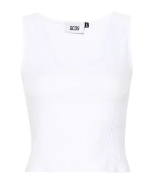 GCDS GCDS U-Neck Logo Embellished Sleeveless Ribbed Top