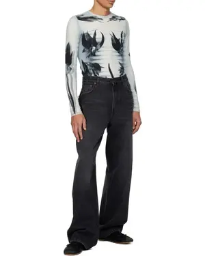 JEAN PAUL GAULTIER Printed Crewneck Long Sleeve Top