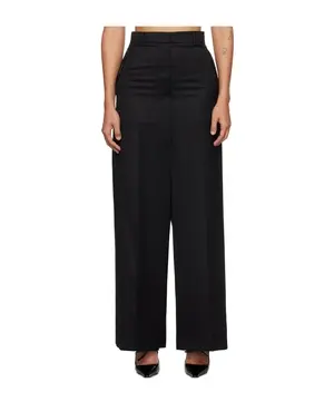 PUSHBUTTON Side-folded Wide-leg Casual Pants - Black