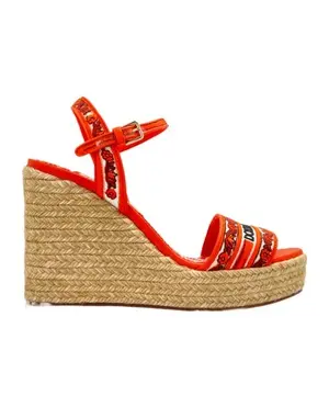 Dolce & Gabbana Wedge Espadrille Sandals With Printed Detail