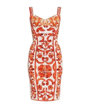 Dolce & Gabbana Majolica Printed Sleeveless Midi Dress