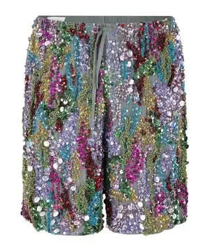 Dries Van Noten Embellished Sequin Drawstring Shorts