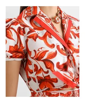 Dolce & Gabbana Majolica Print Cropped Shirt
