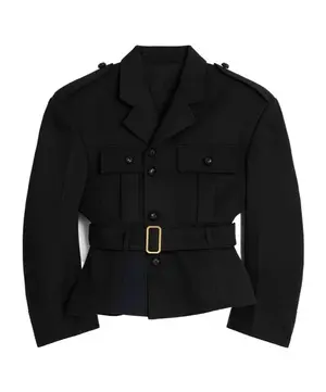 Celine Peplum Jacket In Wool Gabardine - Black
