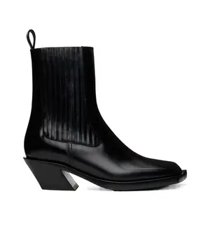 Amina Muaddi Square-toed Short Boots - Black