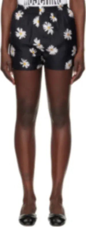 Moschino Black Daisy Print Shorts