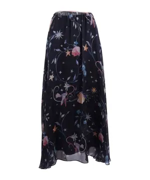 FORTE_FORTE Printed Midi Skirt - Black