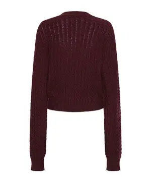 ROTATE BY BIRGER CHRISTENSEN Cable-knit Logo Patch Jumper - Dark Chocolate Brown