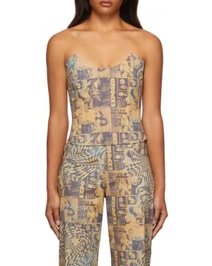 Miaou Newspaper Print Corset