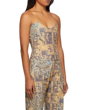 Miaou Newspaper Print Corset