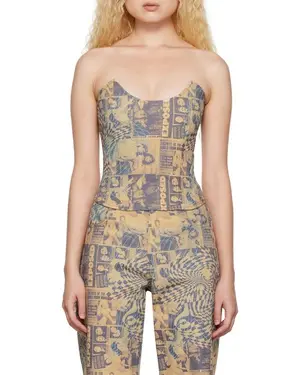 Miaou Newspaper Print Corset