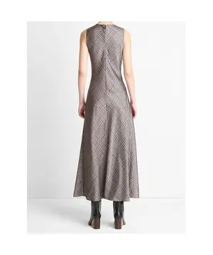 Vince Plaid Cowl-neck A-line Dress