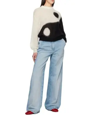Moschino Crew Neck Long Sleeve Sweater - Black