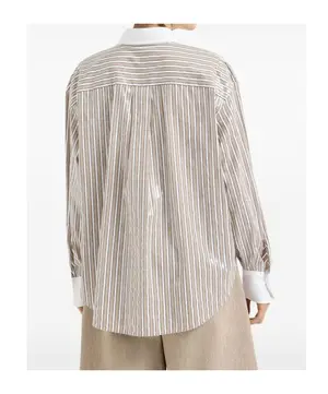 Brunello Cucinelli Striped Cotton Shirt With Sequins