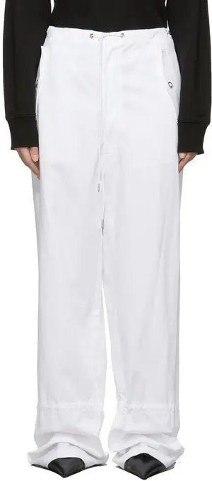 DION LEE Logo Straight Wide-leg Casual Pants - White