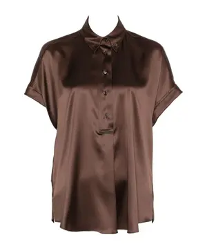 Brunello Cucinelli Short-sleeve Collared Blouse