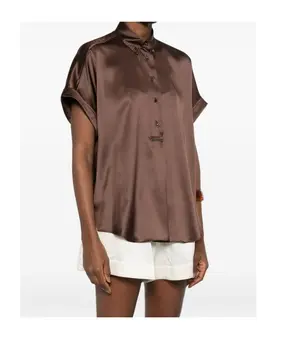 Brunello Cucinelli Short-sleeve Collared Blouse