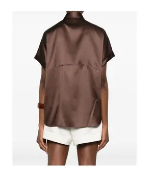 Brunello Cucinelli Short-sleeve Collared Blouse