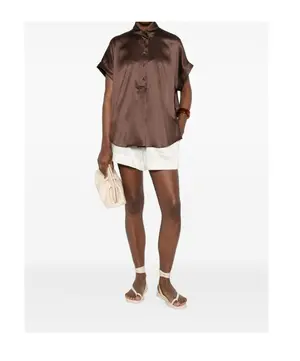 Brunello Cucinelli Short-sleeve Collared Blouse