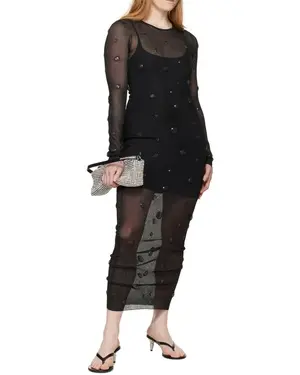 Alexander Wang Semi-sheer Ribbed Midi Dress