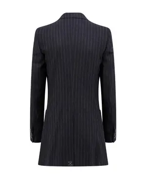 Dries Van Noten Fringes Detail Striped Buttoned Blazer