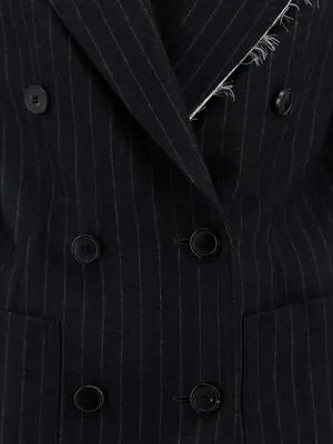 Dries Van Noten Fringes Detail Striped Buttoned Blazer