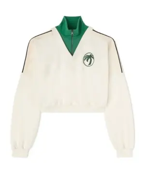 Palm Angels Oval Palm Zip-collar Sweatshirt