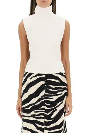 Dries Van Noten Sleeveless High-neck Logo Blouse