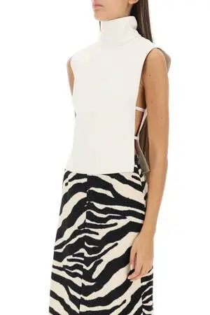 Dries Van Noten Sleeveless High-neck Logo Blouse