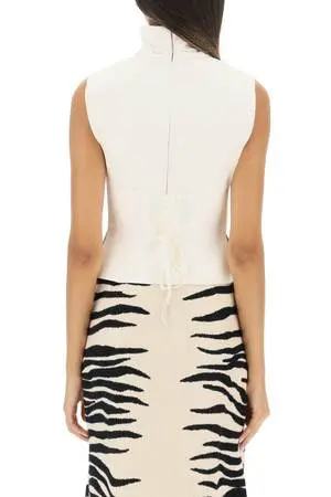 Dries Van Noten Sleeveless High-neck Logo Blouse
