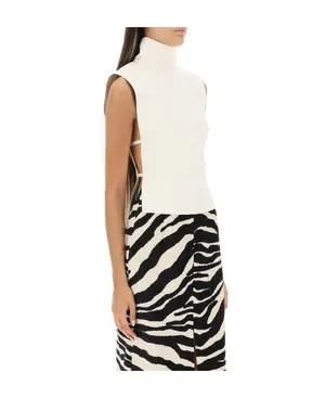 Dries Van Noten Sleeveless High-neck Logo Blouse