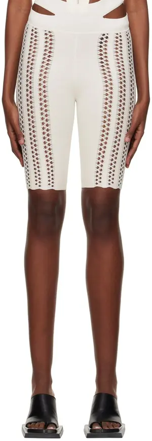 DION LEE Column Cut-out Biker Short - White